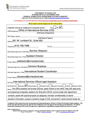 Fillable Online FEDERAL WORK-STUDY SUPERVISORS STUDENT REQUEST Fax ...