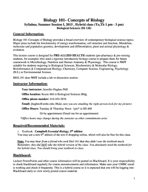 Fillable Online Biology 101- Concepts of Biology Fax Email Print ...