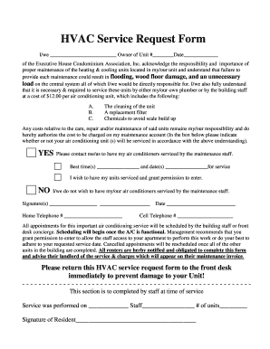 Fillable Online HVAC Service Request Form Fax Email Print - pdfFiller