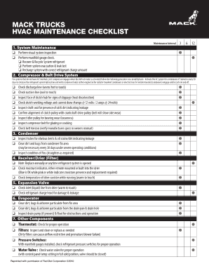 Fillable Online HVAC MAINTENANCE CHECKLIST Fax Email Print - pdfFiller