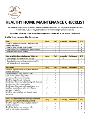 Fillable Online HEALTHY HOME MAINTENANCE CHECKLIST Fax Email Print ...
