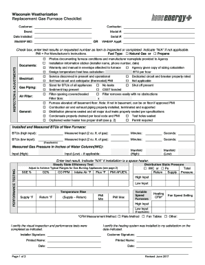 Fillable Online Replacement Gas Furnace Checklist Fax Email Print ...