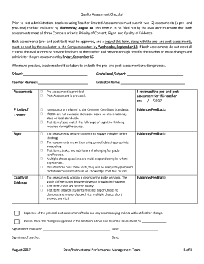 Fillable Online Quality Assessment Checklist Fax Email Print - pdfFiller