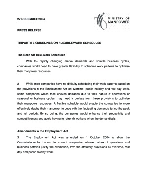 Fillable Online TRIPARTITE GUIDELINES ON FLEXIBLE WORK SCHEDULES Fax ...