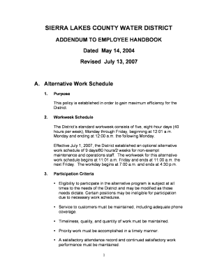 Fillable Online ADDENDUM TO EMPLOYEE HANDBOOK Fax Email Print - pdfFiller