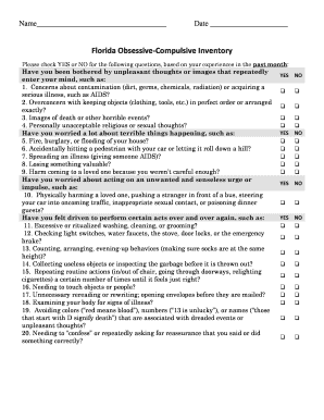Fillable Online Florida Obsessive-Compulsive Inventory Fax Email Print ...