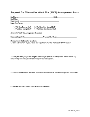 Fillable Online hr nd Request for Alternative Work Site (AWS ...