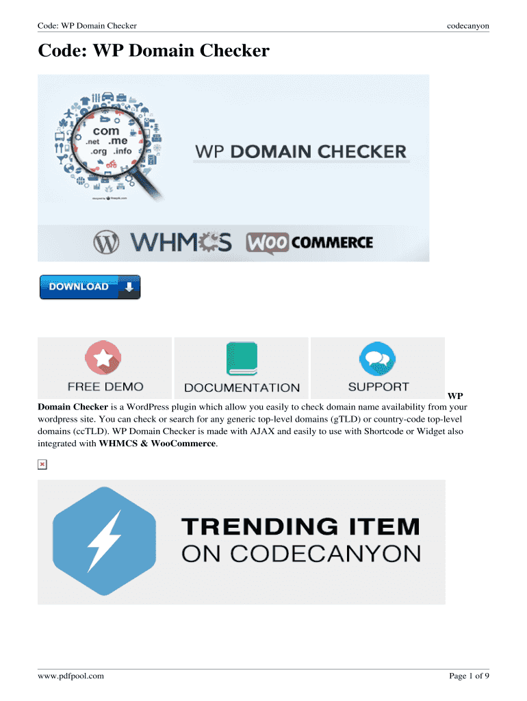 Fillable Online Code: WP Domain Checker Fax Email Print - pdfFiller