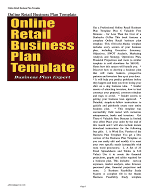 Fillable Online Online Retail Business Plan Template Fax Email Print ...