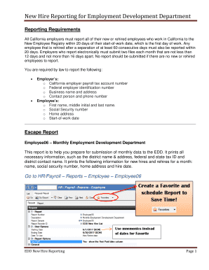 Fillable Online New Hire Reporting for Employment Development ...