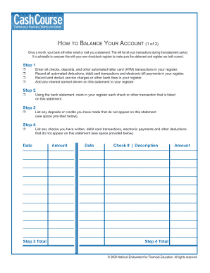 Fillable Online HOW TO BALANCE YOUR ACCOUNT (1 of 2) Fax Email Print - pdfFiller