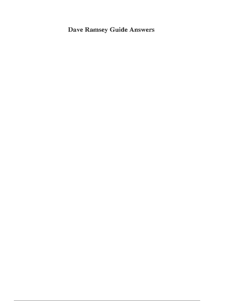 Fillable Online Dave Ramsey Guide Answers Fax Email Print - pdfFiller