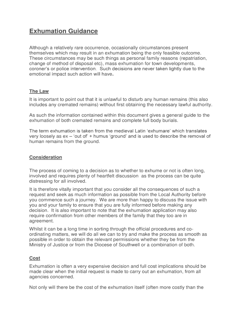 Fillable Online Exhumation Guidance Fax Email Print - pdfFiller