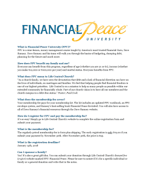 Fillable Online What is Financial Peace University (FPU) Fax Email ...