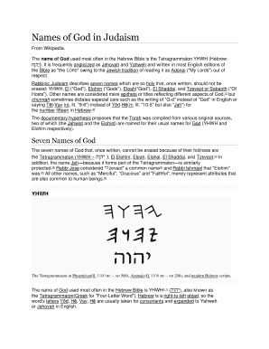 Fillable Online Names of God in Judaism Fax Email Print - pdfFiller