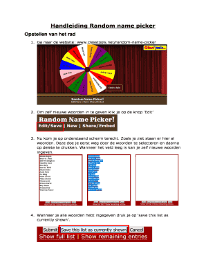 Fillable Online Handleiding Random name picker Fax Email Print - pdfFiller