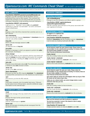 Fillable Online com: IRC Commands Cheat Sheet Fax Email Print - pdfFiller