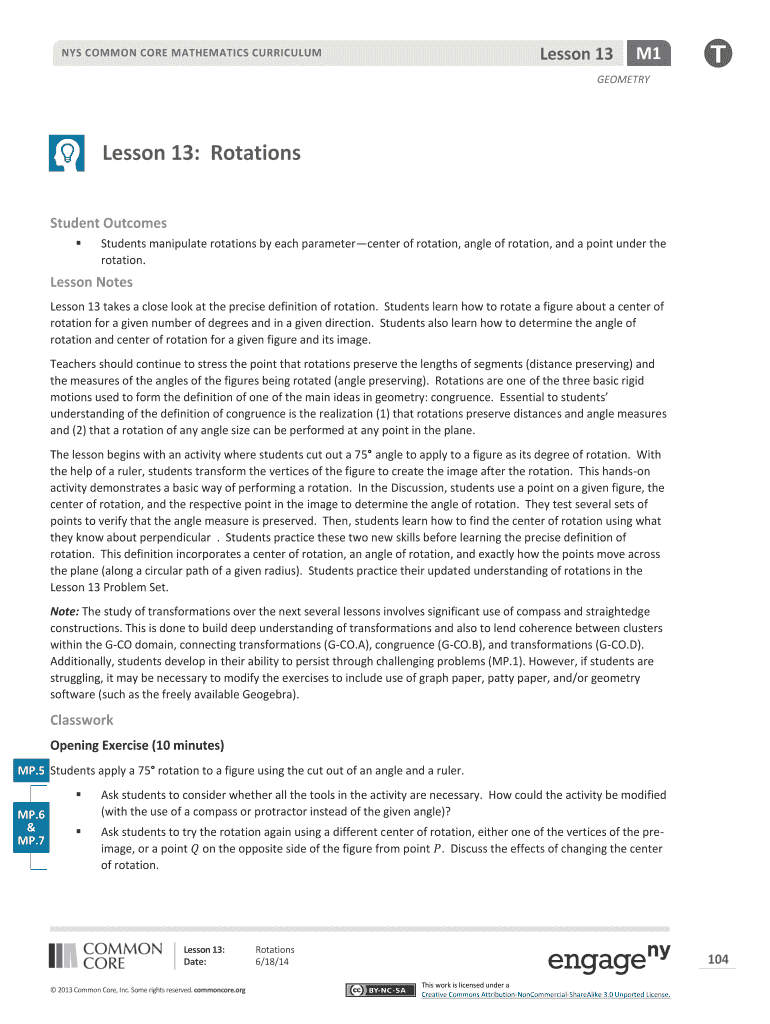 Fillable Online Lesson 13: Rotations Fax Email Print - pdfFiller