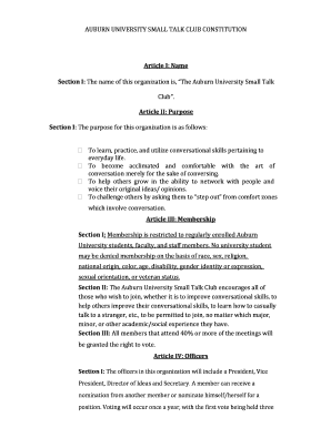 Fillable Online AUBURN UNIVERSITY SMALL TALK CLUB CONSTITUTION Fax Email Print - pdfFiller