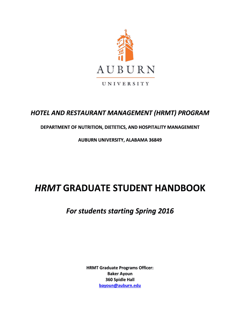 Fillable Online HOTEL AND RESTAURANT MANAGEMENT (HRMT) PROGRAM Fax ...