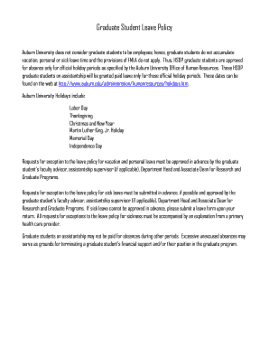 Fillable Online Graduate Student Leave Policy Fax Email Print - pdfFiller
