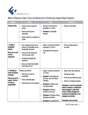 Fillable Online Matrix of Modules, Tasks, Tools, and Resources for ...