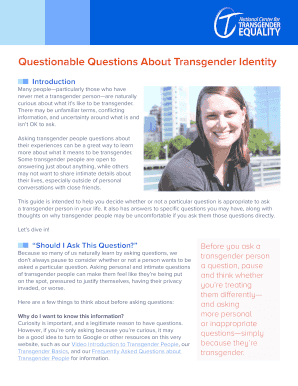 Fillable Online Questionable Questions About Transgender Identity Fax ...