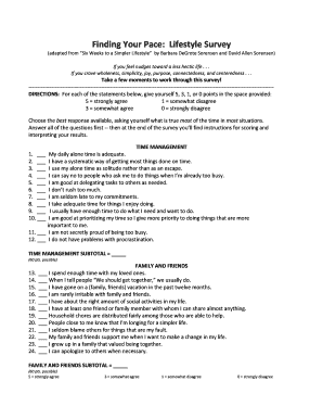 Fillable Online Finding Your Pace: Lifestyle Survey Fax Email Print ...