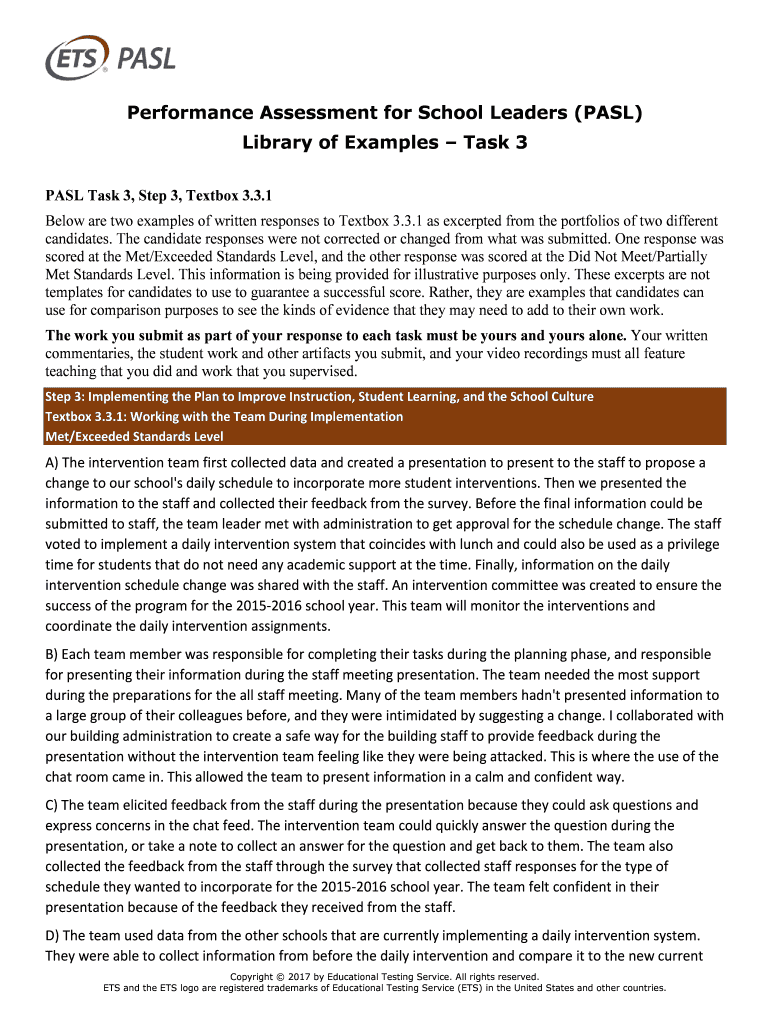 Pasl Task 3 Examples - Fill Online, Printable, Fillable, Blank | pdfFiller