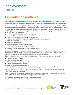 Fillable Online Consultation methods Fax Email Print - pdfFiller