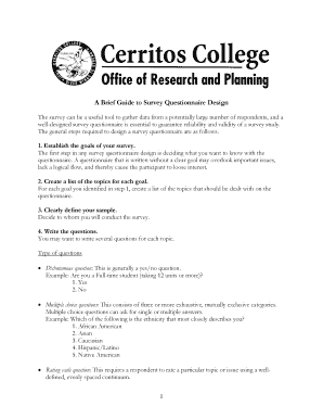 Fillable Online A Brief Guide to Survey Questionnaire Design Fax Email ...