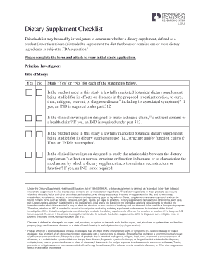 Fillable Online Dietary Supplement Checklist Fax Email Print - pdfFiller