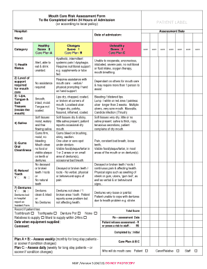 Fillable Online Mouth Care Risk Assessment Form Fax Email Print - pdfFiller