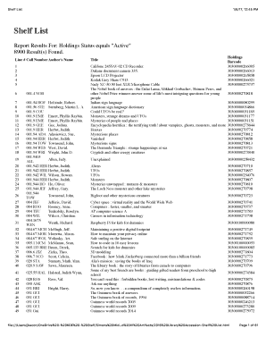 Fillable Online Shelf List Fax Email Print - pdfFiller