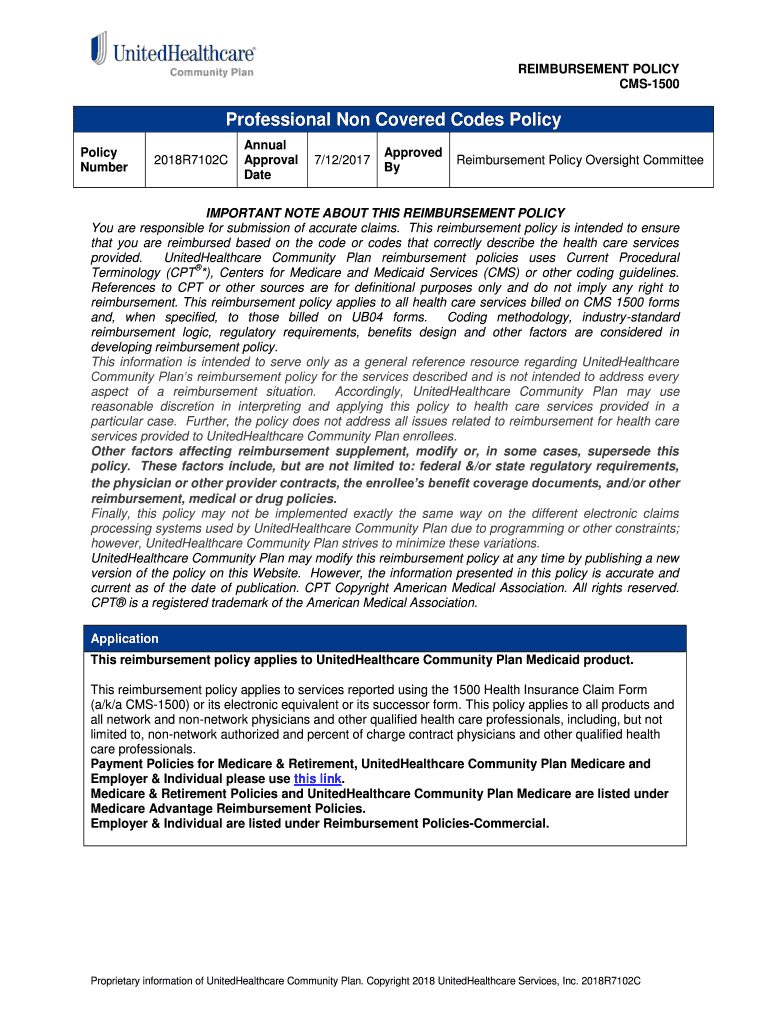 Fillable Online Professional Non Covered Codes Policy Fax Email Print ...