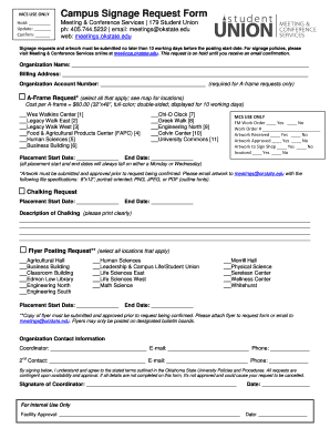 Fillable Online meetings okstate Campus Signage Request Form Fax Email ...