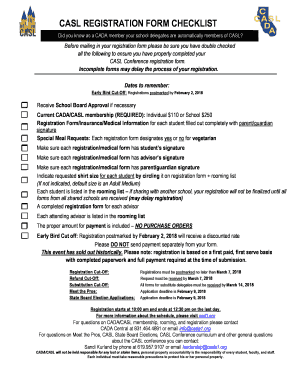 Fillable Online secure cada1 CASL REGISTRATION FORM CHECKLIST Fax Email ...