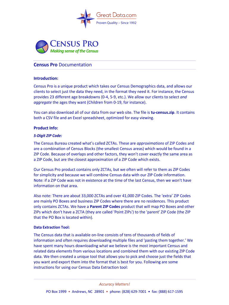 Fillable Online Census Pro Documentation Fax Email Print - pdfFiller