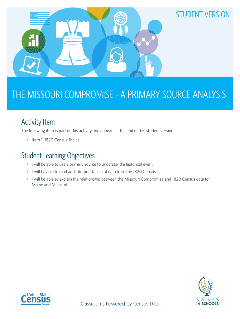 Fillable Online THE MISSOURI COMPROMISE - A PRIMARY SOURCE ANALYSIS Fax ...
