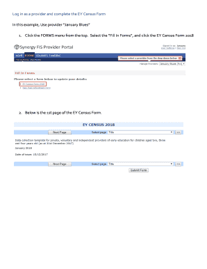 Fillable Online Log in as a provider and complete the EY Census Form ...