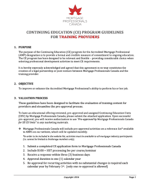 Fillable Online CONTINUING EDUCATION (CE) PROGRAM GUIDELINES Fax Email ...