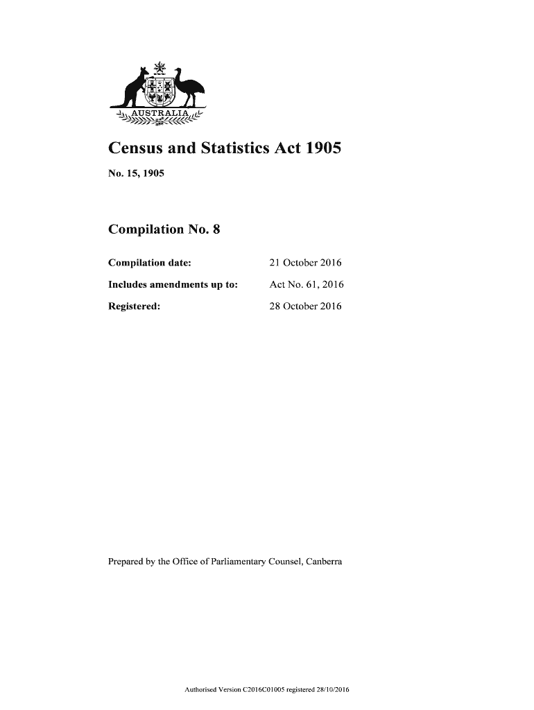 Fillable Online This is a compilation of the Census and Statistics Act ...