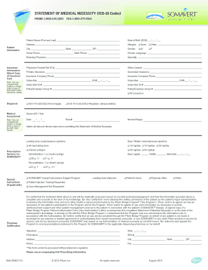 Fillable Online STATEMENT OF MEDICAL NECESSITY (ICD-10 Codes) Fax Email Print - pdfFiller