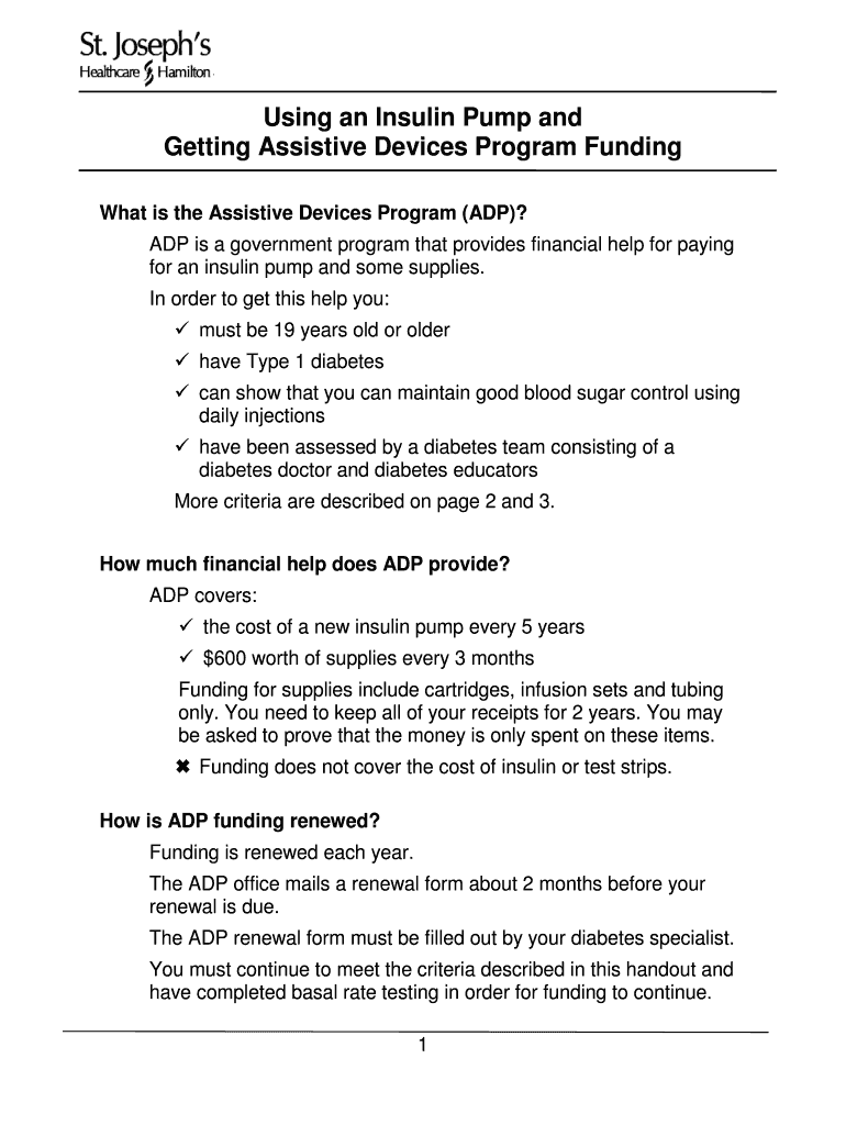 Fillable Online Insulin Pump and Assistive Devices Program Fax Email ...