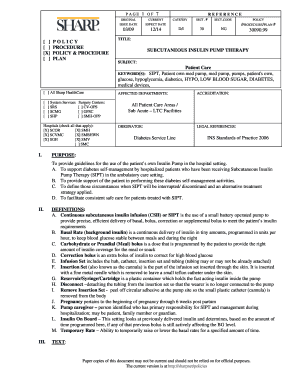Fillable Online SUBCUTANEOUS INSULIN PUMP THERAPY Fax Email Print ...