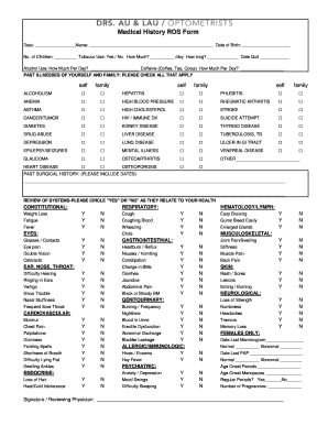 Fillable Online Medical History ROS Form Fax Email Print - pdfFiller