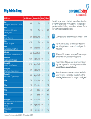 Fillable Online My drink diary Fax Email Print - pdfFiller