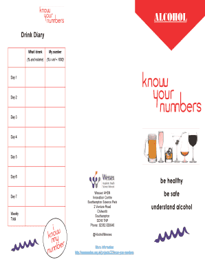 Fillable Online Drink Diary Fax Email Print - pdfFiller