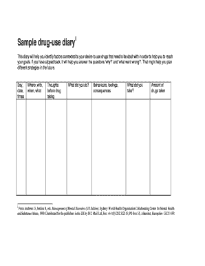 Fillable Online Sample drug-use diary i Fax Email Print - pdfFiller