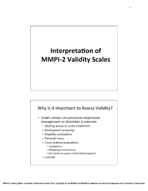 Fillable Online MMPI-2 Training Slides, University of Minnesota Press ...